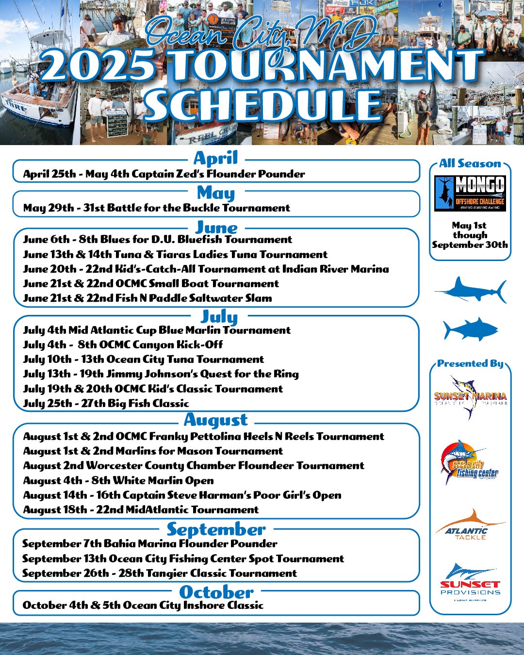 2025 Tournament Schedule | Ocean City MD Fishing